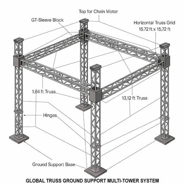 Global Truss GT1476 Ground Support System (14.76 ft Towers + 15.72 ft